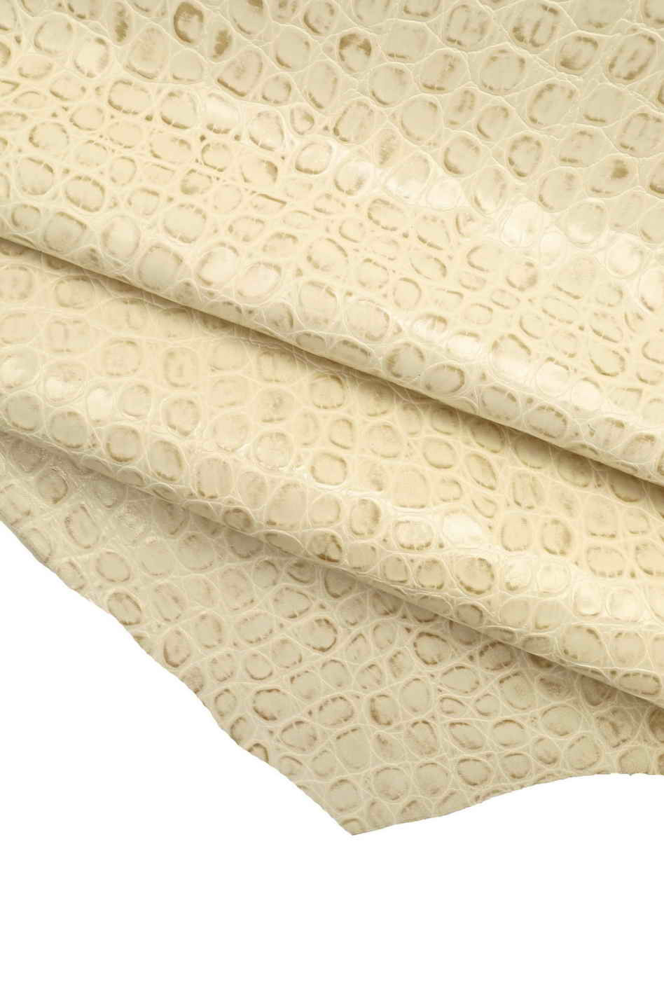 Genuine leather hide calfskin, cream brown shades croc embossed calf ...