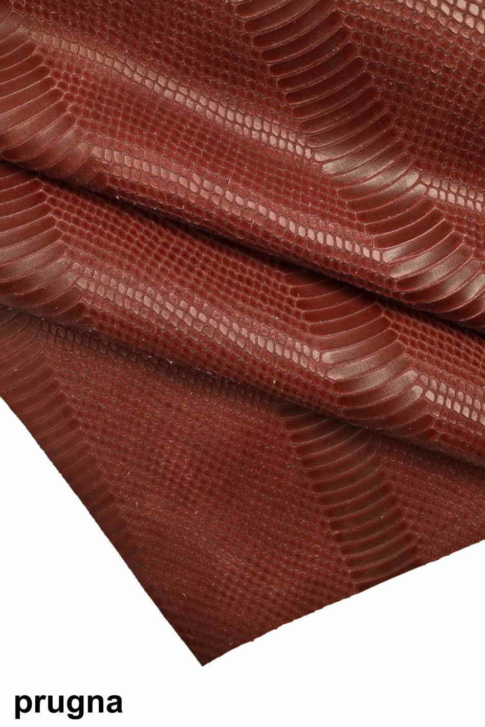 Genuine leather hide calf red/blue python snake-back cut engraved ...