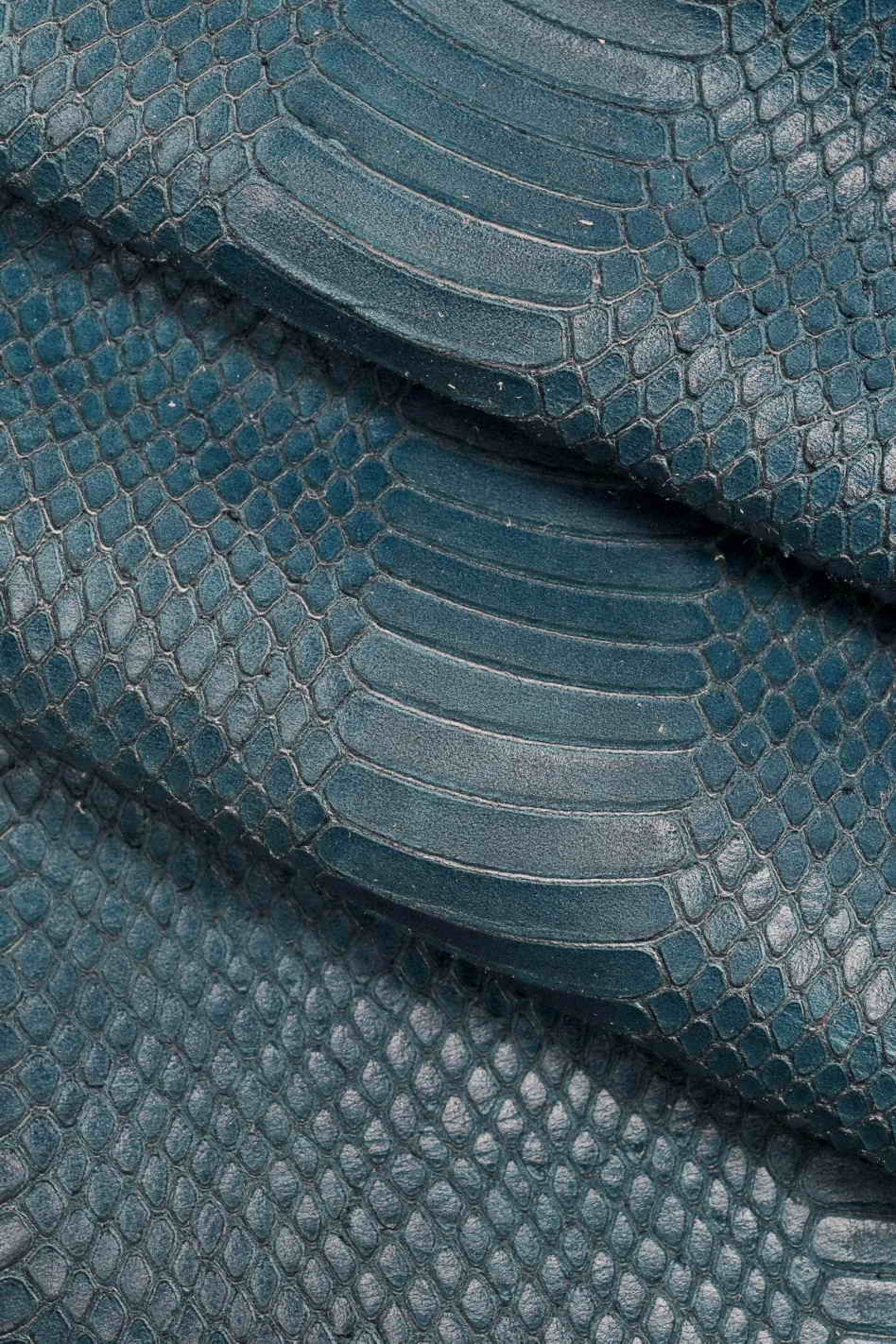 Genuine leather hide calf red/blue python snake-back cut engraved ...