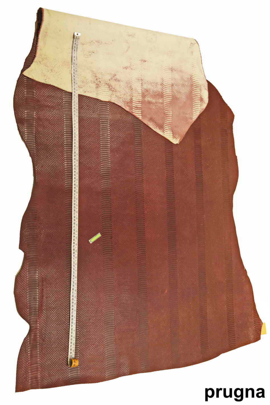 Genuine leather hide calf red/blue python snake-back cut engraved ...