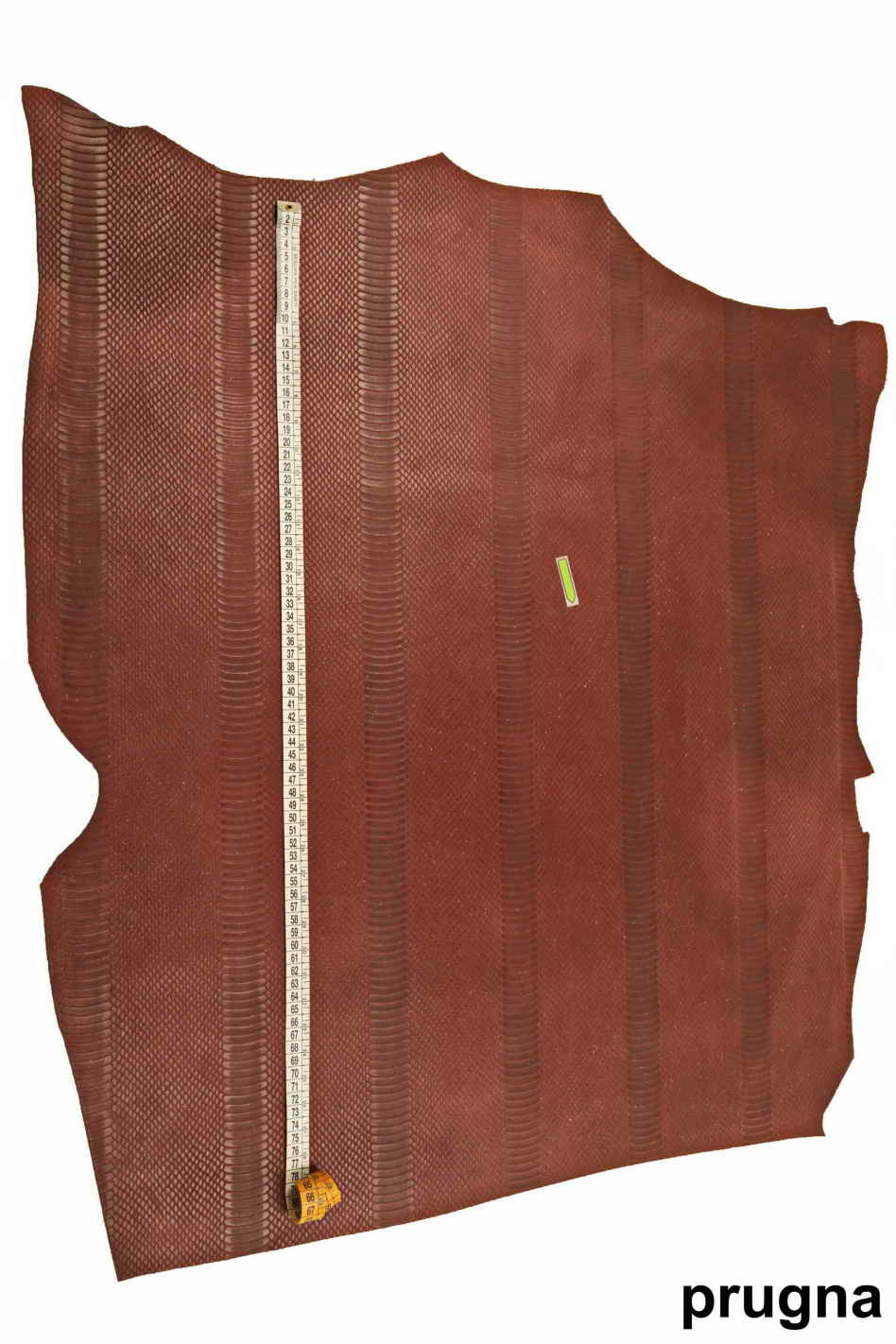 Genuine leather hide calf red/blue python snake-back cut engraved ...