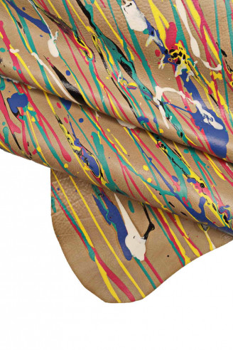 Hand painted goat skins multicolor splashed goatskin handmade pollock ...