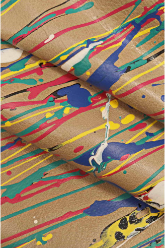 Hand painted goat skins multicolor splashed goatskin handmade pollock ...