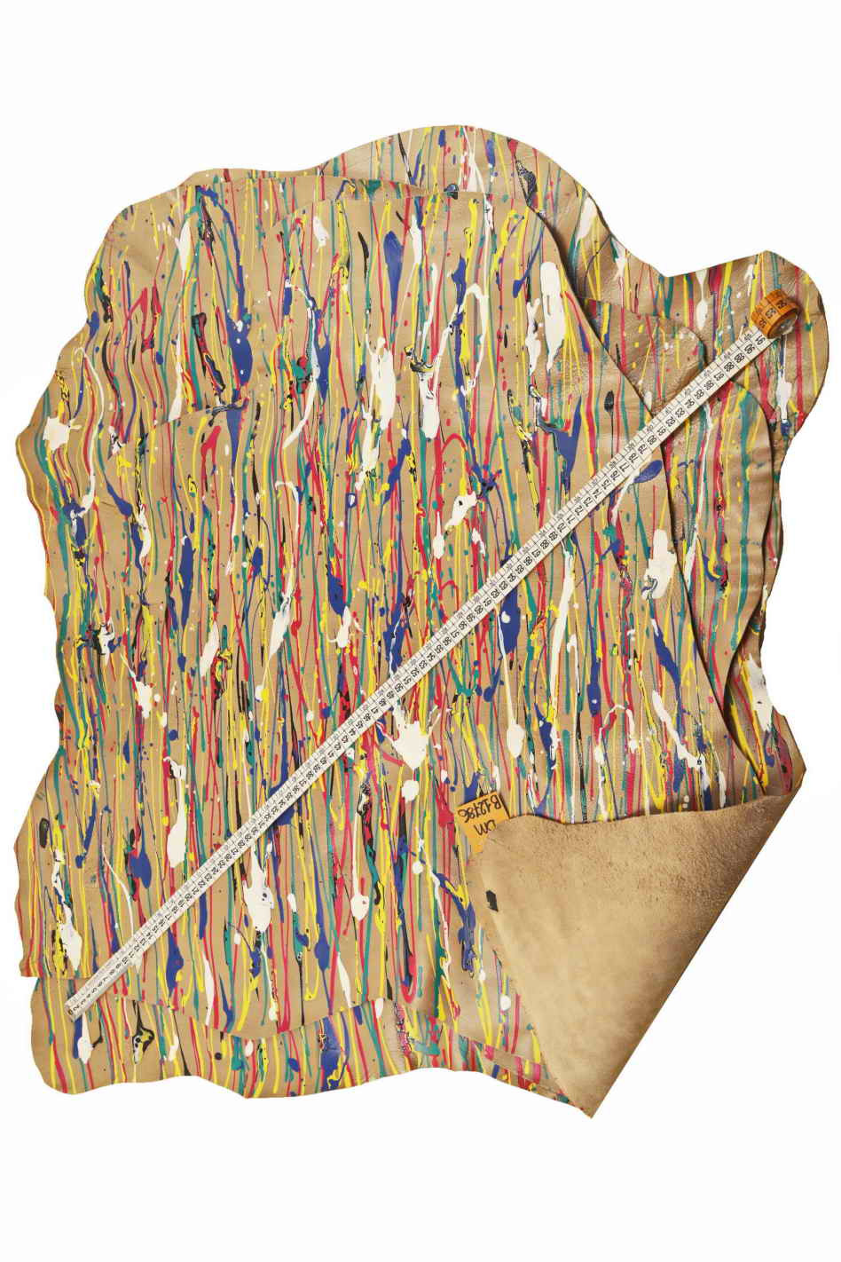 Hand painted goat skins multicolor splashed goatskin handmade pollock ...