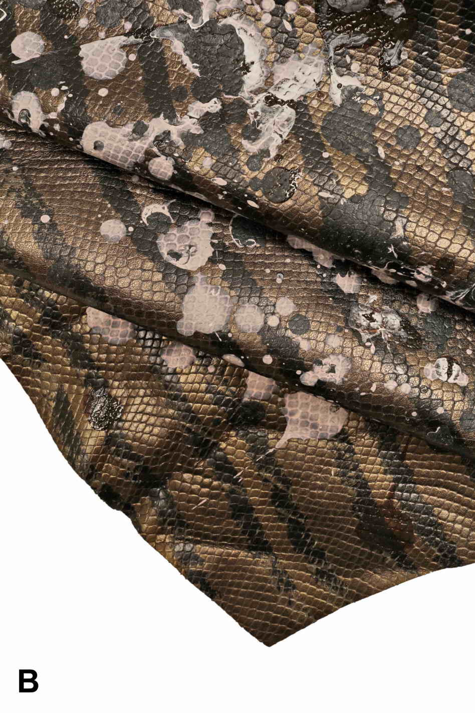 PYTHON LEATHER goatskin, beige/brown base, black stripes textured goat ...