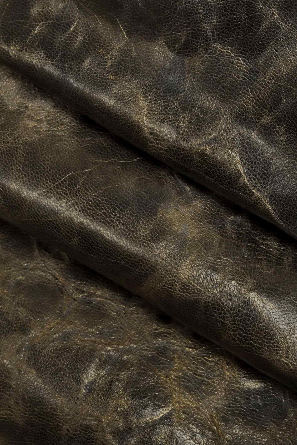 Genuine leather skin goatskin brown/purple/grey spotted metallic ...