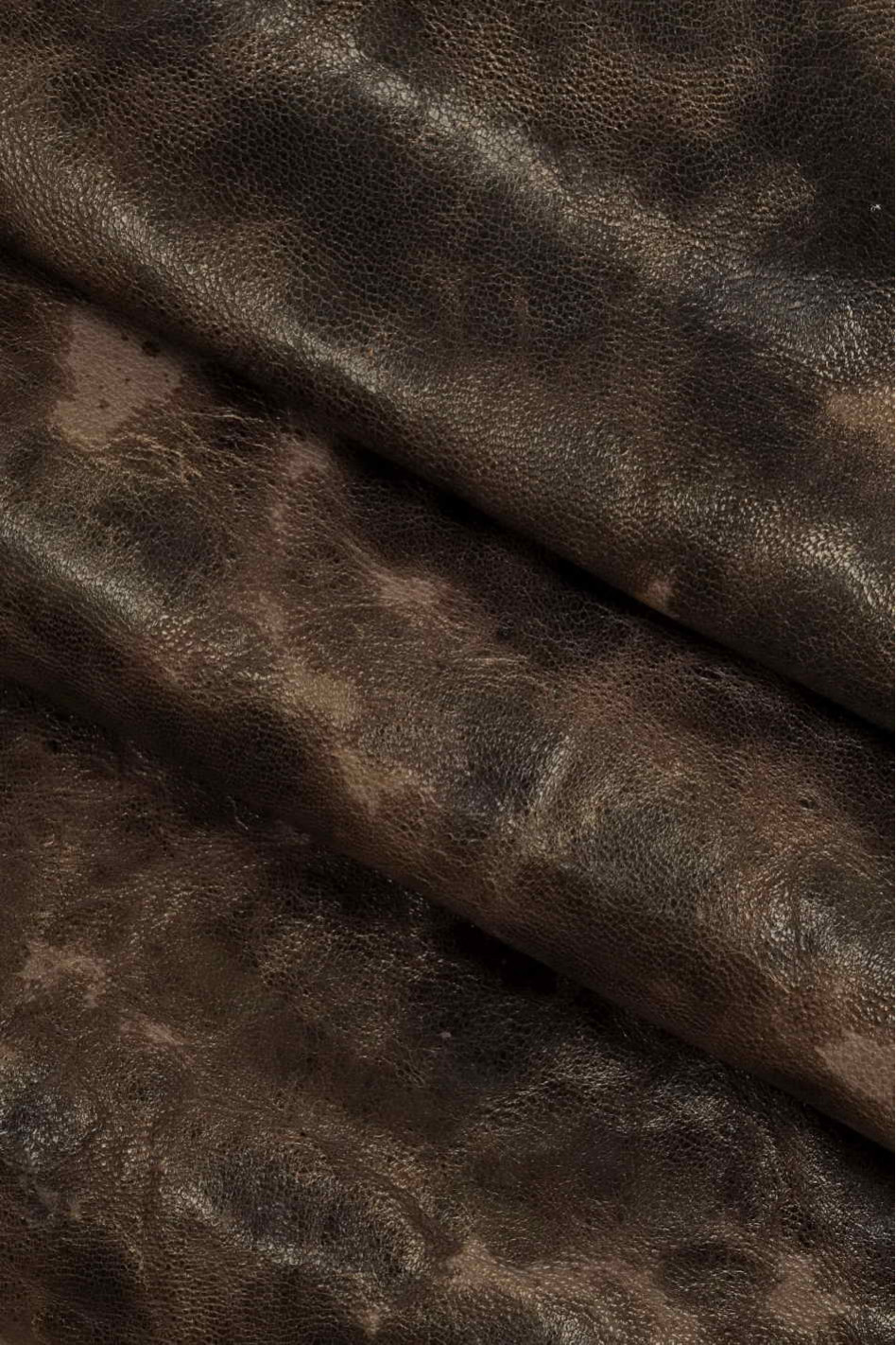 Genuine leather skin goatskin brown/purple/grey spotted metallic ...