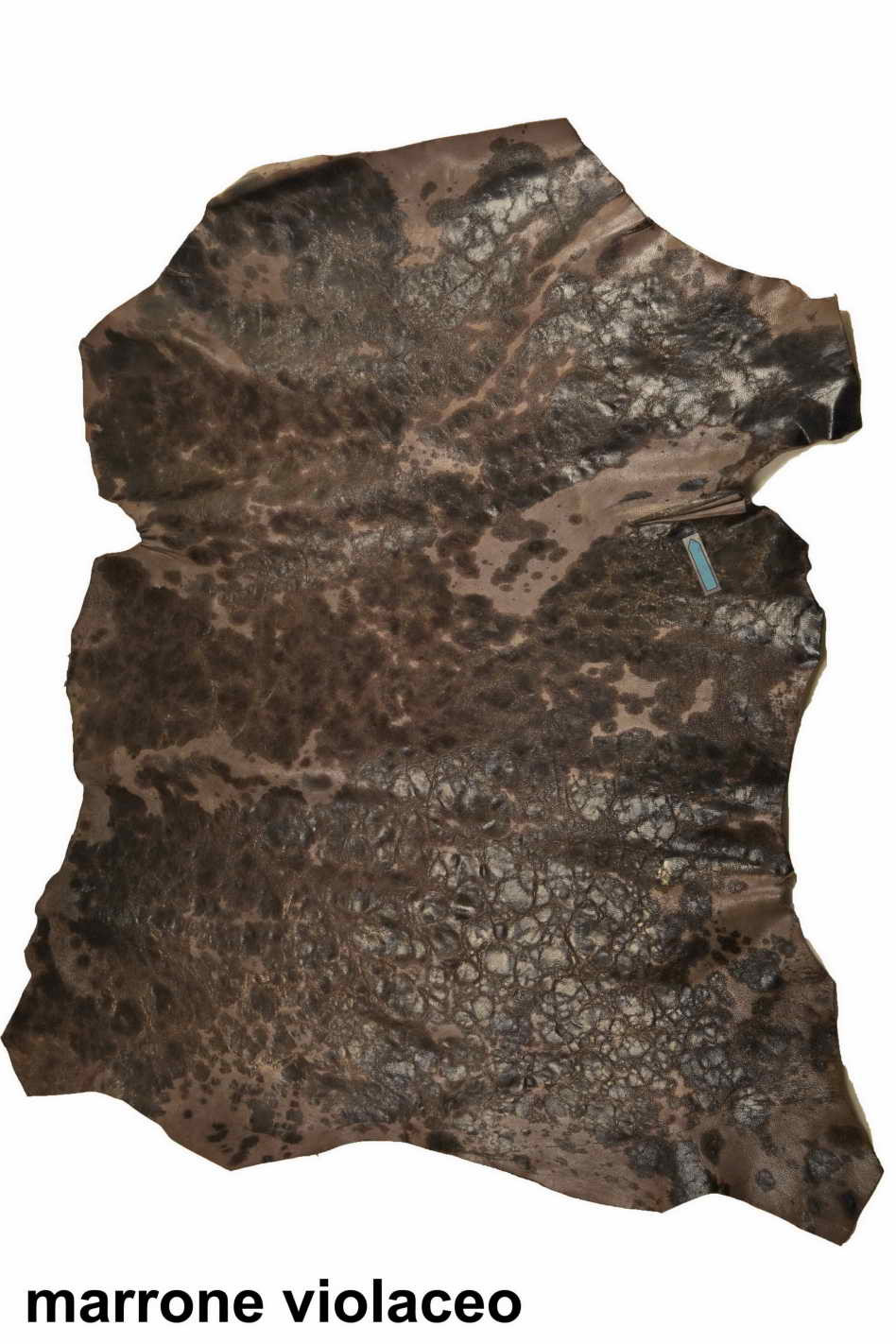 Genuine leather skin goatskin brown/purple/grey spotted metallic ...