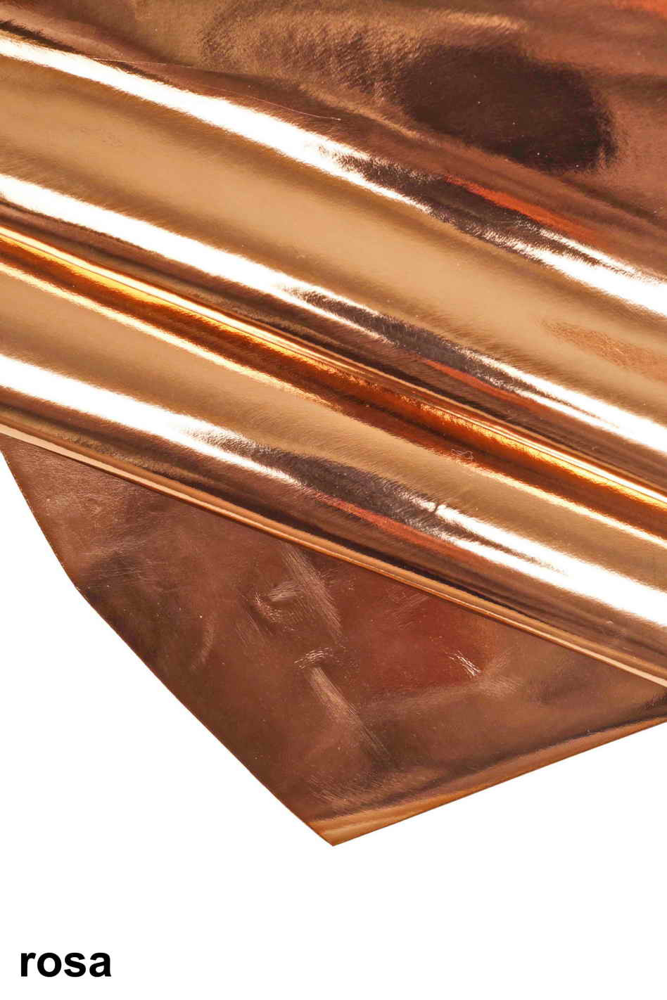 Pink silver METALLIC CALFSKIN leather hide mirror cowhide shiny stiff ...