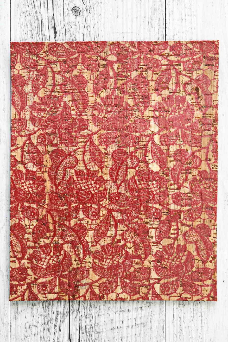 CORK sheets, made in Italy, dark pink floral textured, print flowers