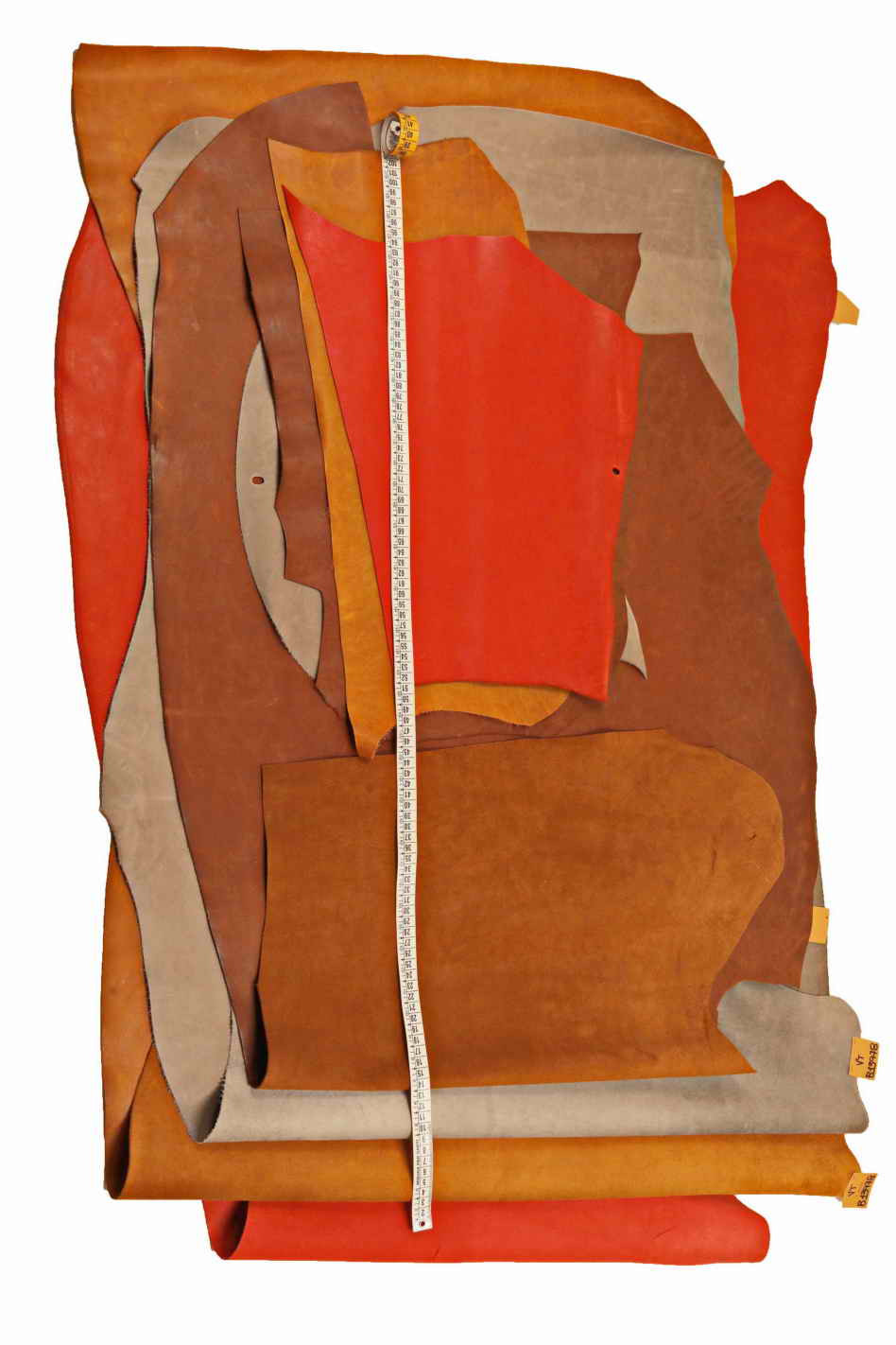 Grey, tan, red, brown calf leather hide, slightly wrinkled cowhide ...