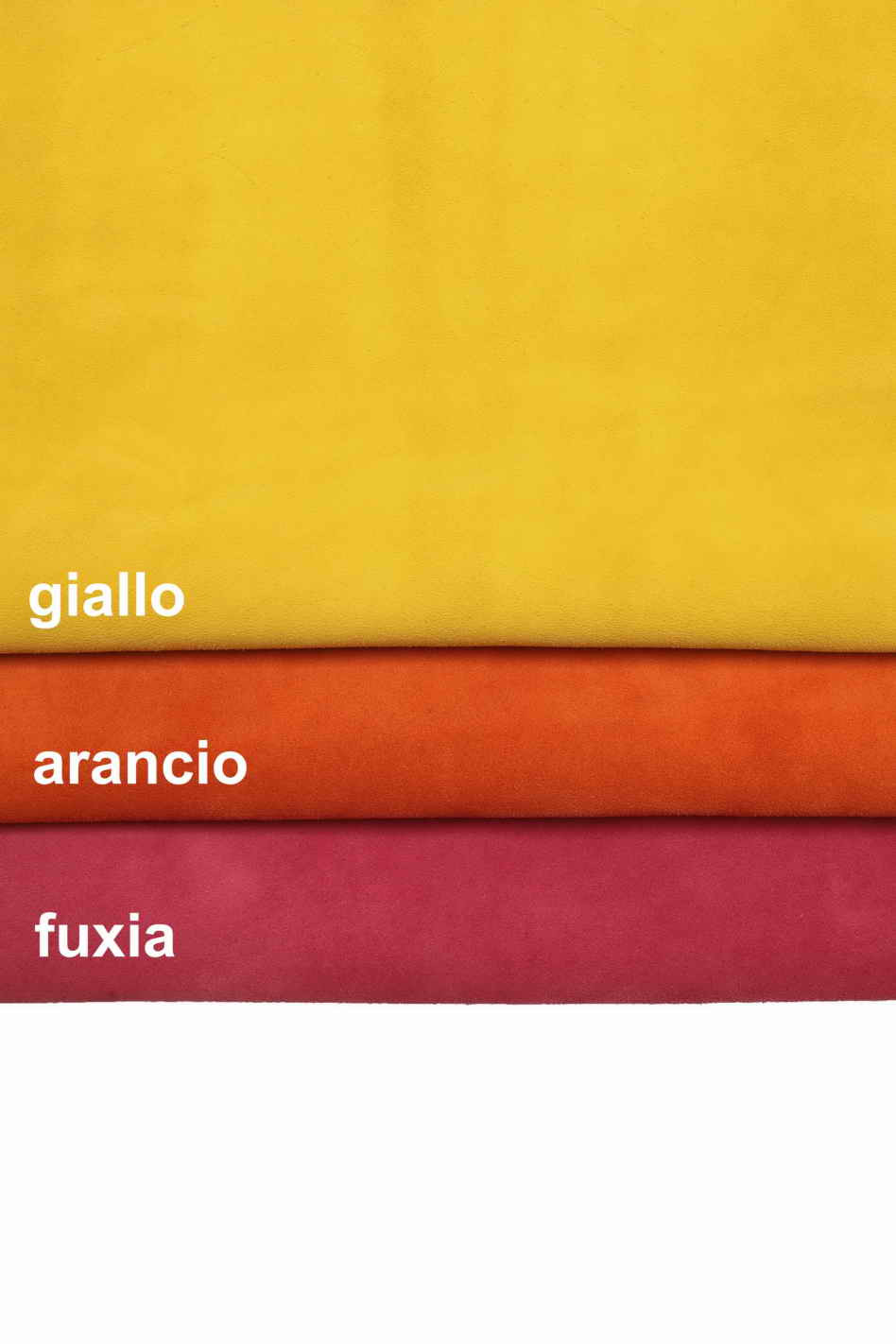 BRIGHT SUEDE leather hides, yellow orange fuchsia velour cowhide ...