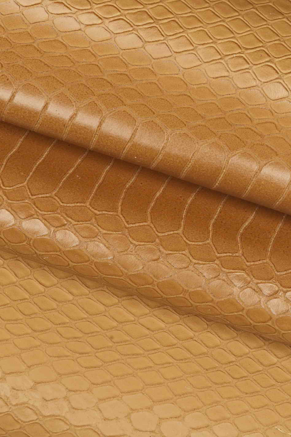 BEIGE SNAKE printed leather hide, light brown reptile embossed calfskin
