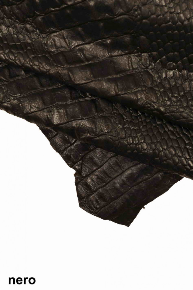 ALLIGATOR CROCODILE leather skin, cream red black, veg tanned croc ...