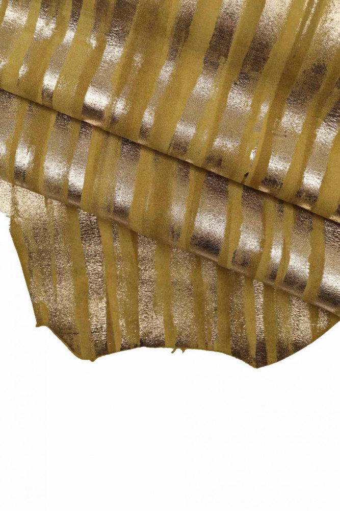 Pair of BRONZE-light GOLD matching leather hides, set of 2 metallic skins