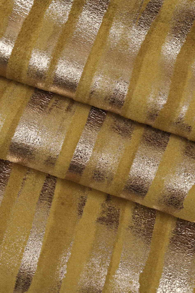 Pair of BRONZE-light GOLD matching leather hides, set of 2 metallic skins