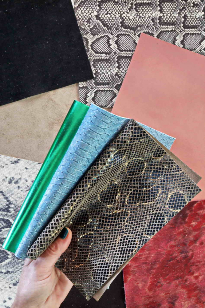 10 Leather sheets, ramdom assortment of selected PRE-CUT leather pieces ...
