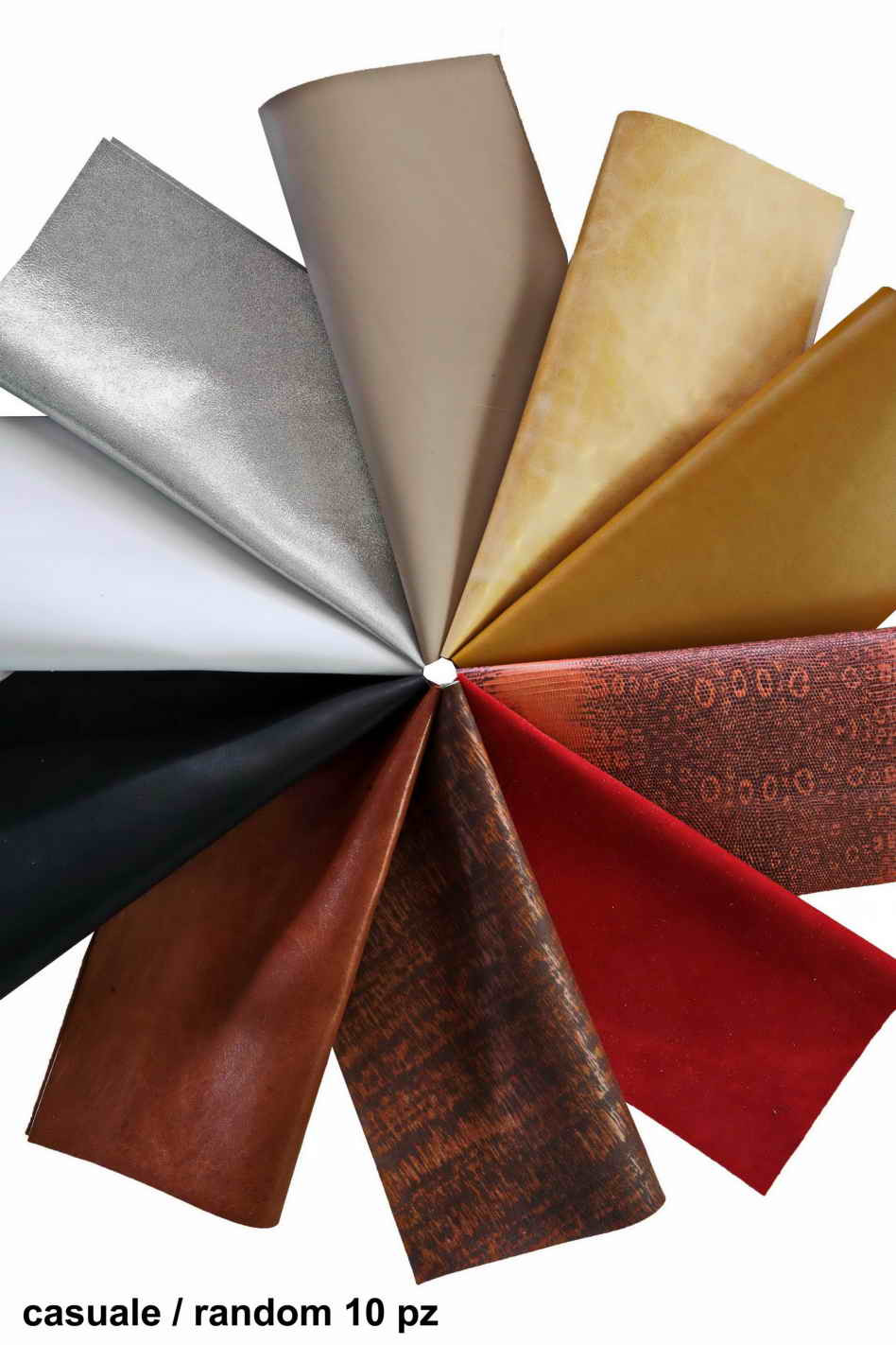 10 Leather sheets, ramdom assortment of selected PRE-CUT leather pieces ...