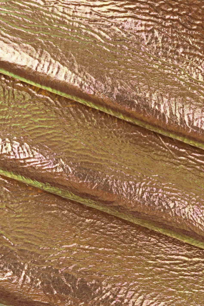IRIDESCENT METALLIC leather skin, wrinkled oleographic hide, taupe, tan ...