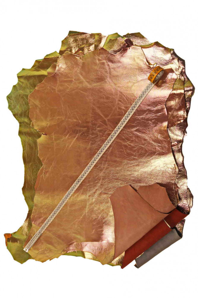 IRIDESCENT METALLIC leather skin, wrinkled oleographic hide, pink ...