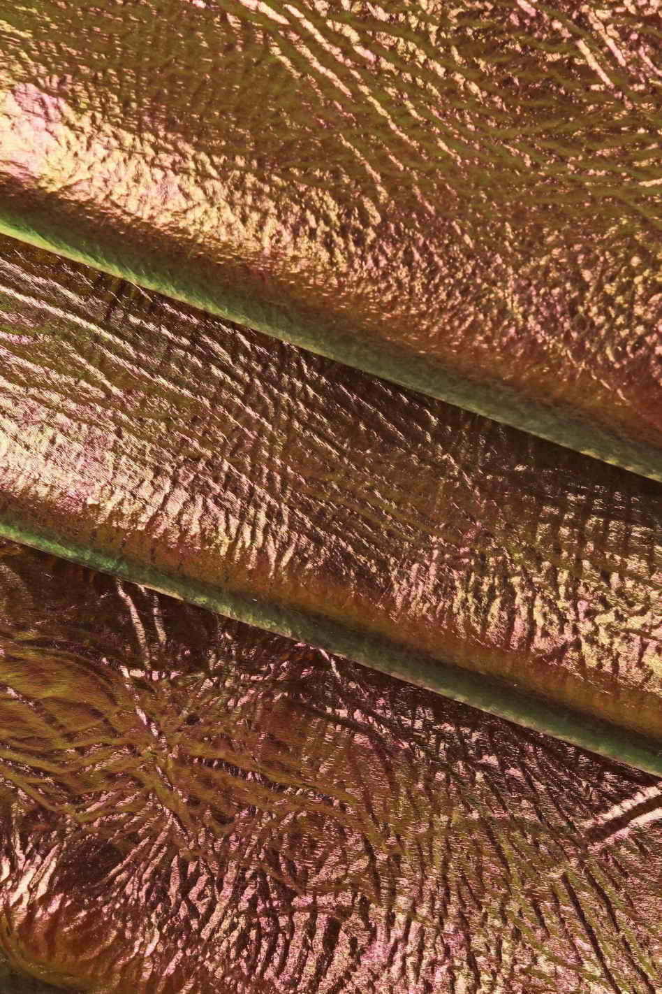 IRIDESCENT METALLIC leather skin, wrinkled oleographic hide, pink ...
