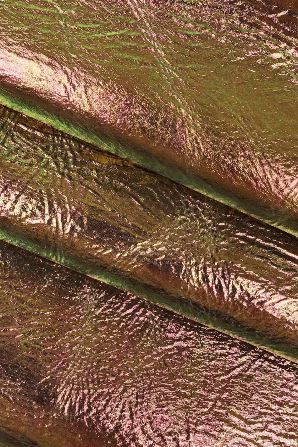IRIDESCENT METALLIC leather skin, wrinkled oleographic hide, pink ...