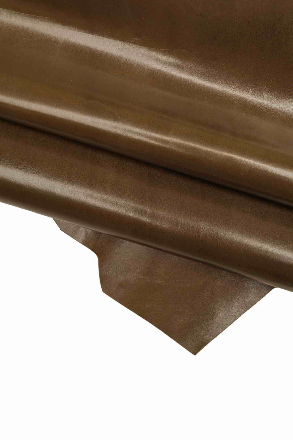 Military GREEN LEATHER hide, sporty glossy calfskin, stiff cowhide