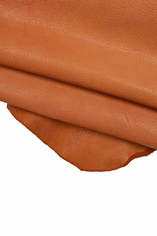 VEGETABLE brick red LEATHER skin, tiny pebble grain sporty goatskin ...