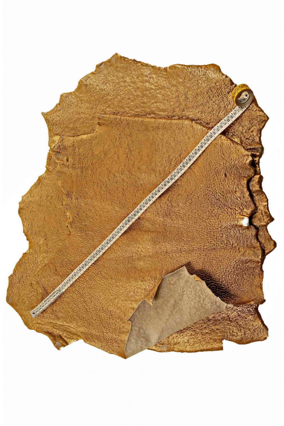 BRONZE METALLIC leather skin, crumpled goatskin, wrinkled stiff skin