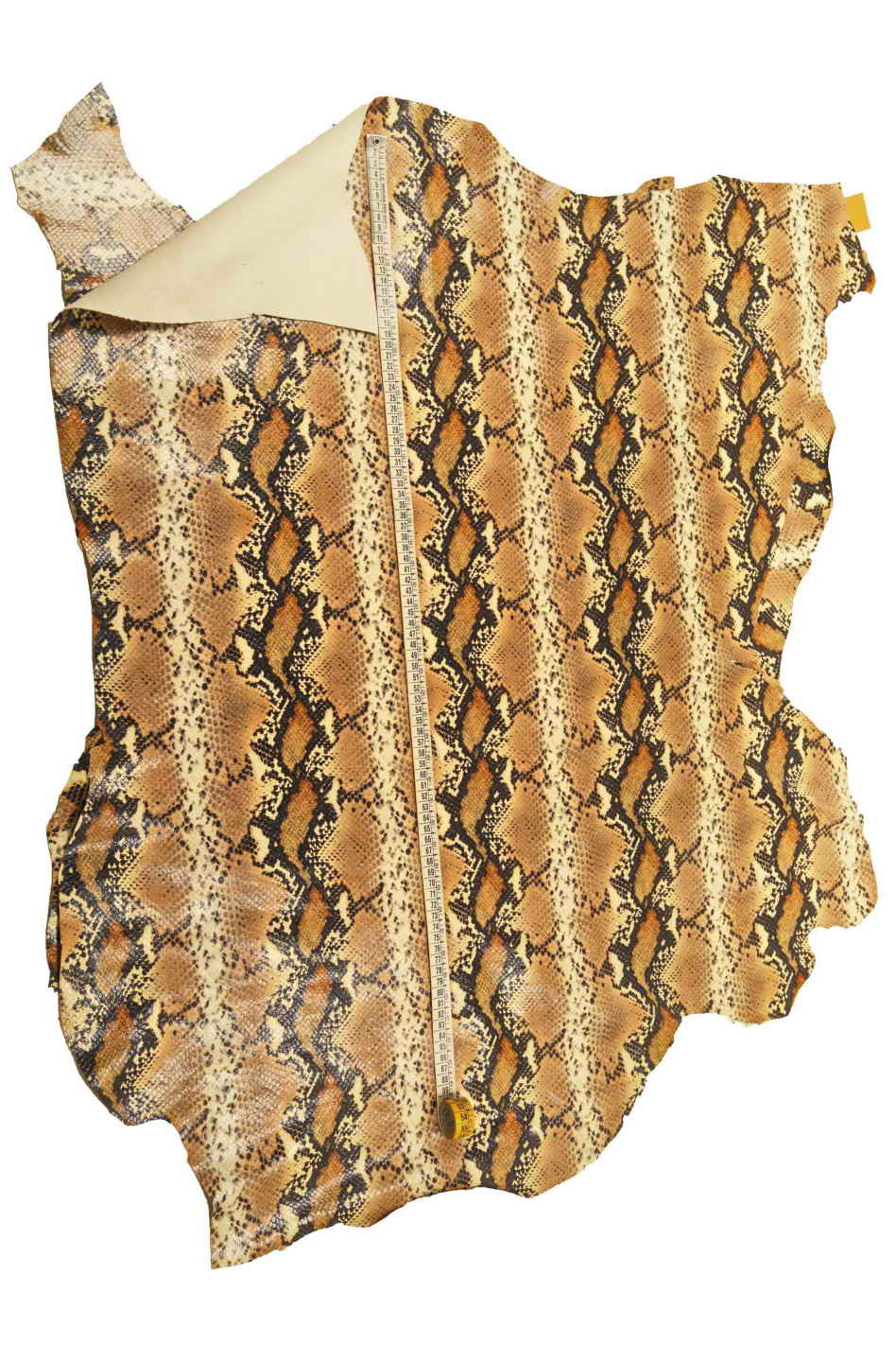 Orange python textured leather skin, reptile printed glossy goatskin ...