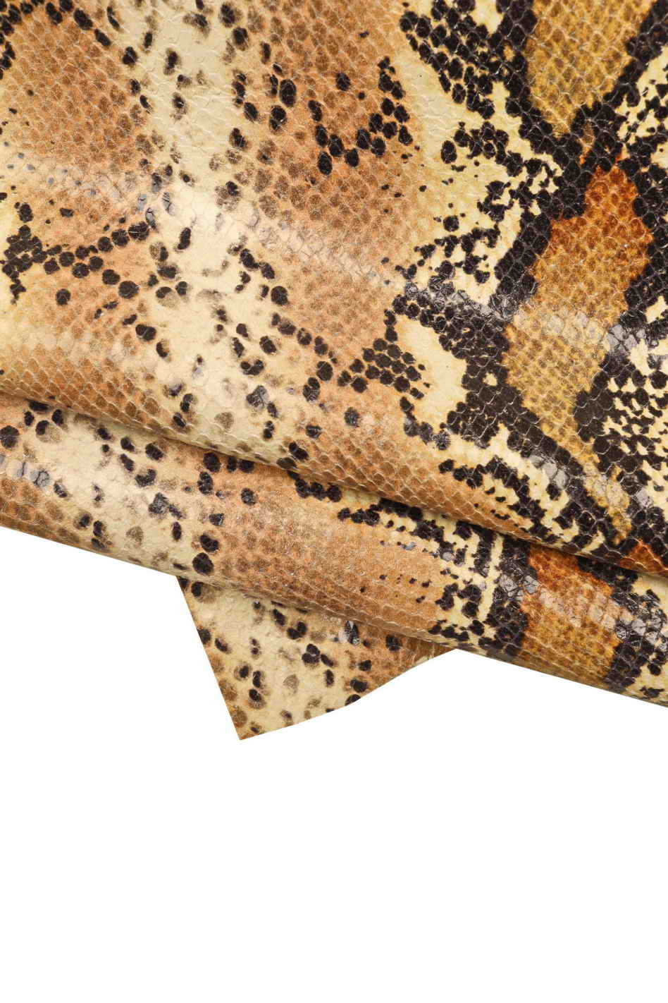 Orange python textured leather skin, reptile printed glossy goatskin ...