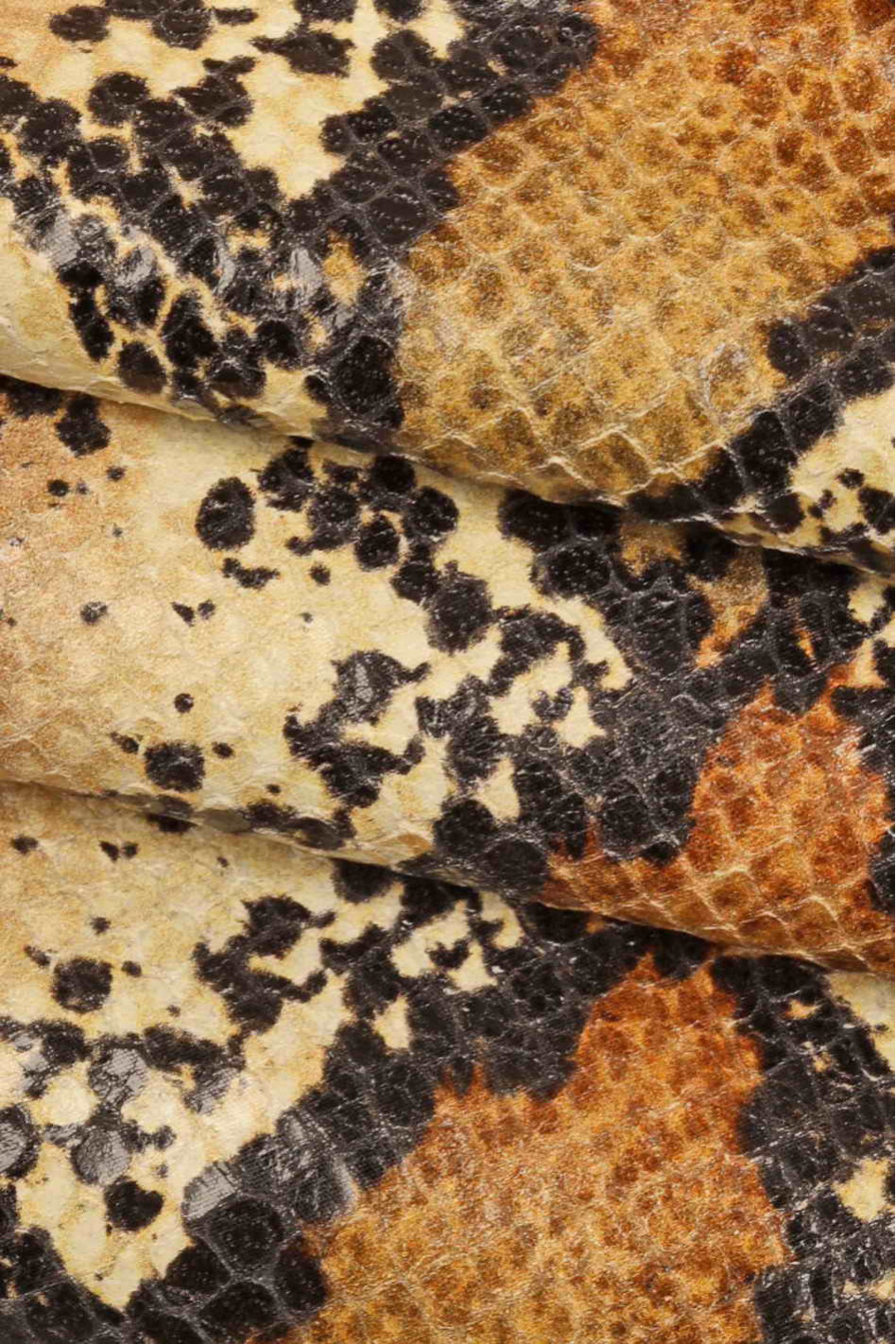 Orange python textured leather skin, reptile printed glossy goatskin ...