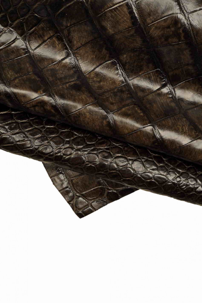 Dark GREY crocodile embossed leather hide, vintage effect, animal print ...