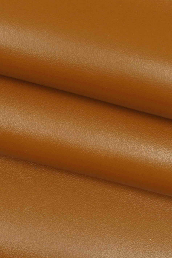 Brown GLOSSY lather hide, tan smooth cowhide, solid color slightly ...