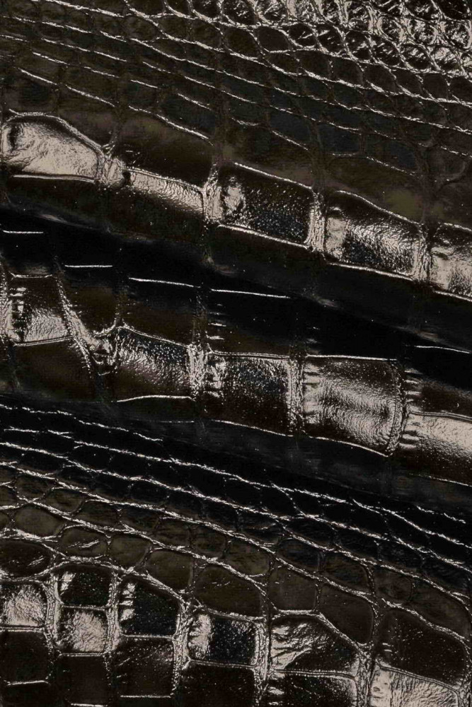 Black CROCODILE embossed leather hide, animal print cowhide, alligator ...