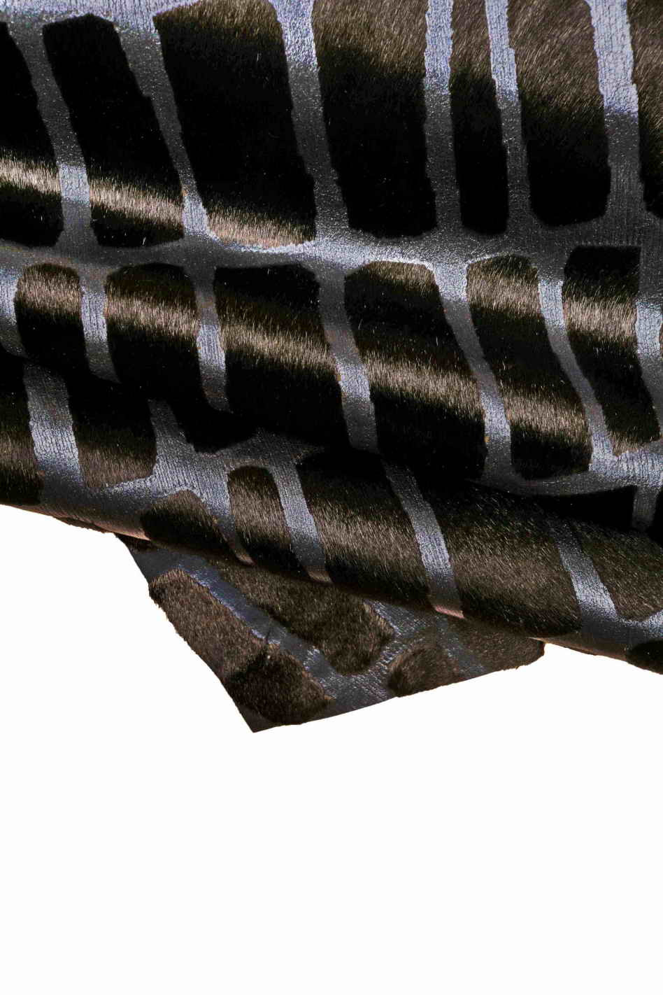 CROCODILE printed hair on leather hide, black pony cowhide with blue ...