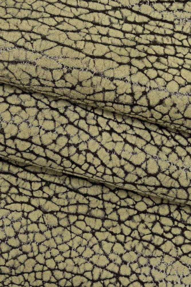 ELEPHANT textured leather skin, military green, yellow, tan printed ...