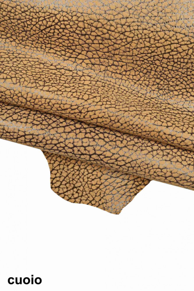 ELEPHANT textured leather skin, military green, yellow, tan printed ...