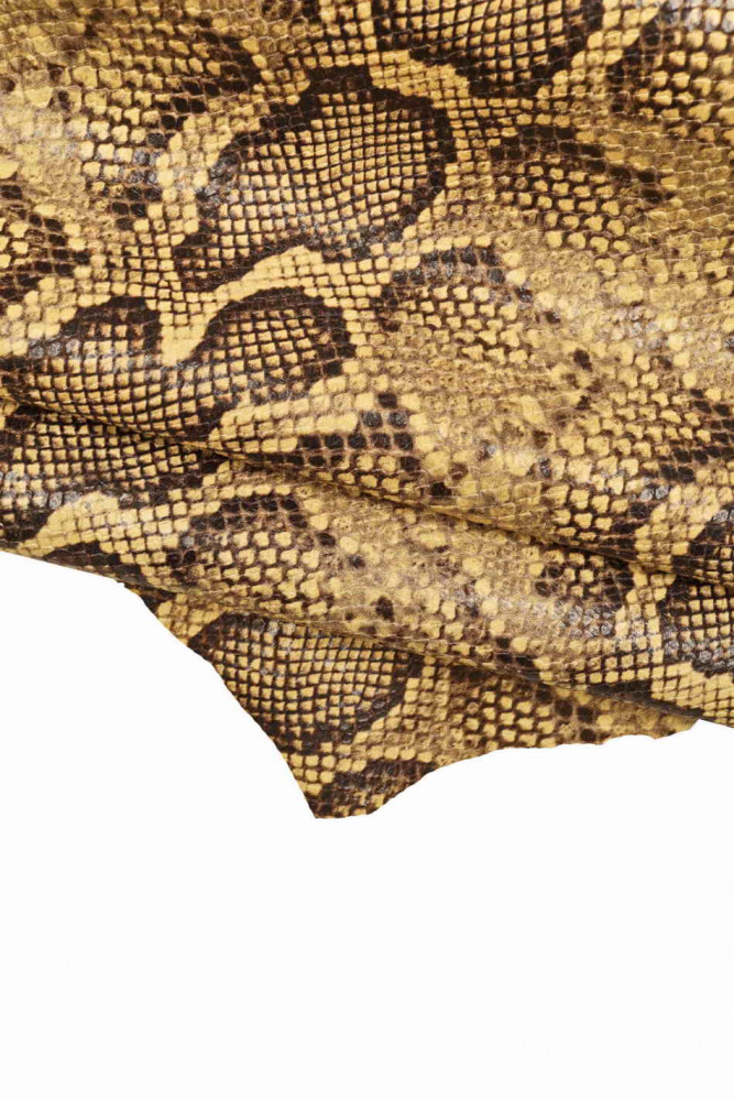 PYTHON textured leather skin, beige black reptile printed goatskin ...