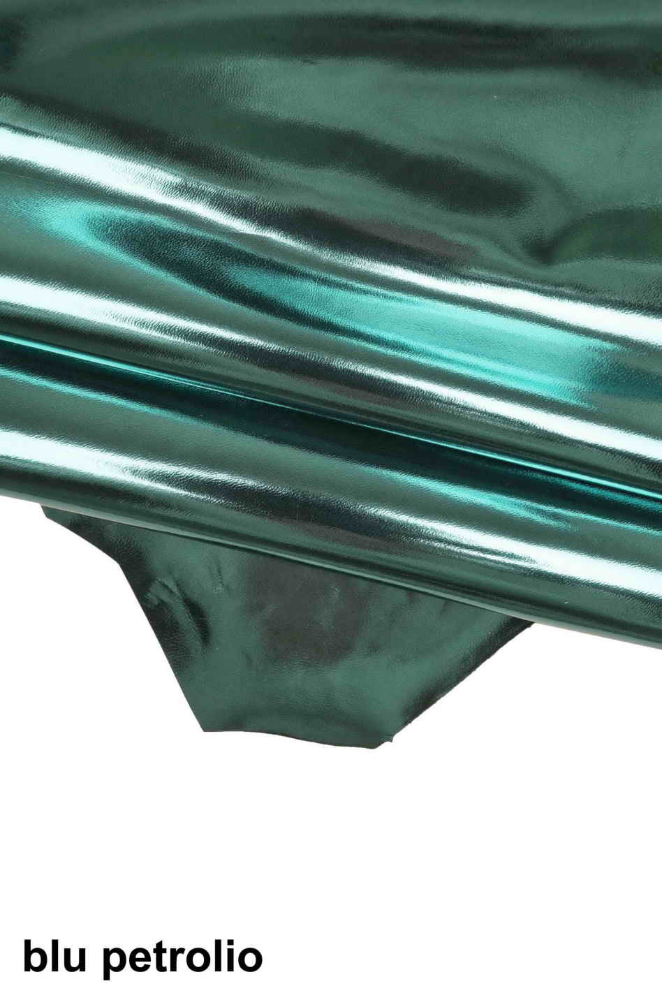 MIRROR metallic leather hide, light green, petroleum blue and dark ...