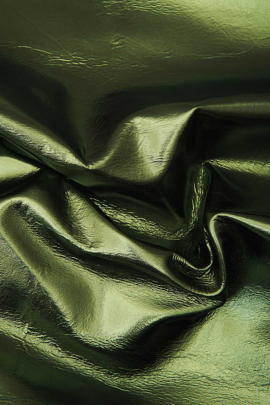Dark green METALLIC leather skin, smooth lambskin with light wrinkles ...