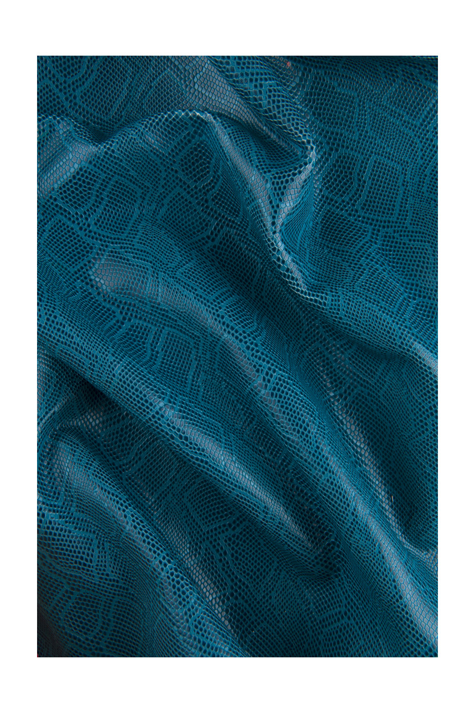 Petroleum BLUE python embossed leather hide, glossy reptile printed ...