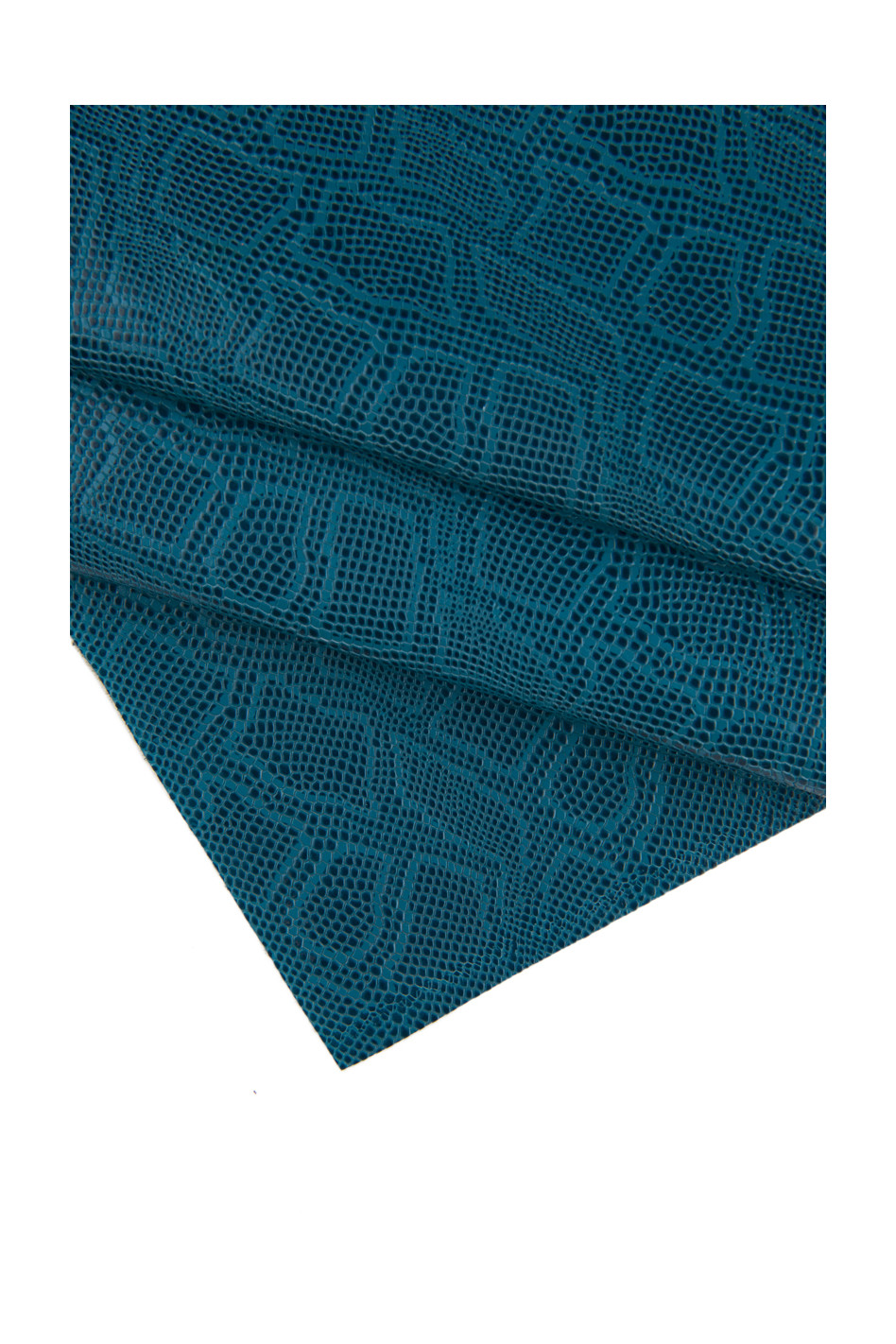 Petroleum BLUE python embossed leather hide, glossy reptile printed ...
