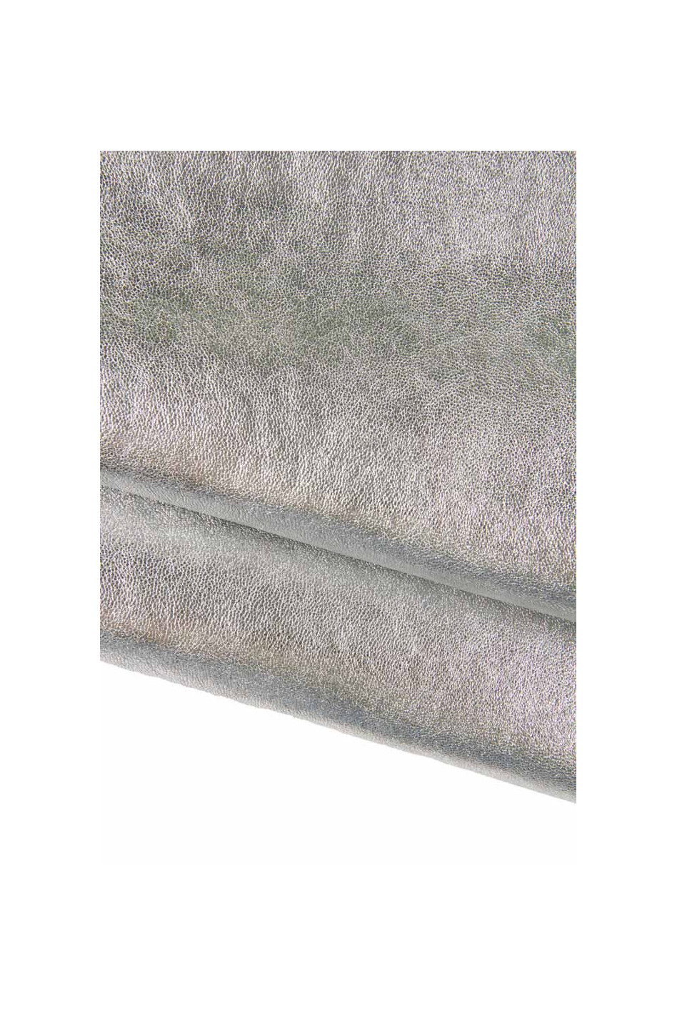 Premium silver METALLIC leather with fine grain texture, soft genuine ...