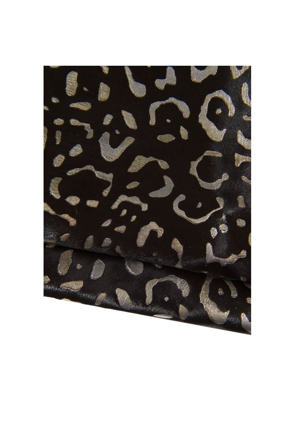 Hair on leather hide LEOPARD print, animal textured metallic pony ...
