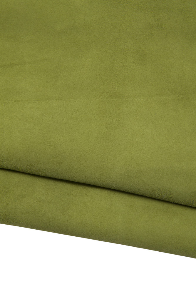 Green SUEDE leather skin, soft suede goatskin, ideal for crafting and ...