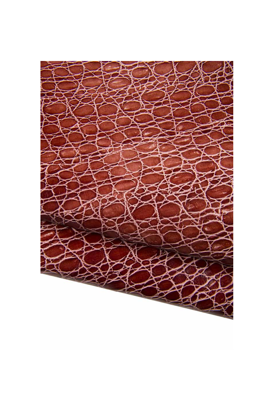 Burgundy red CROCODILE embossed cowhide leather, glossy stiff calfskin ...