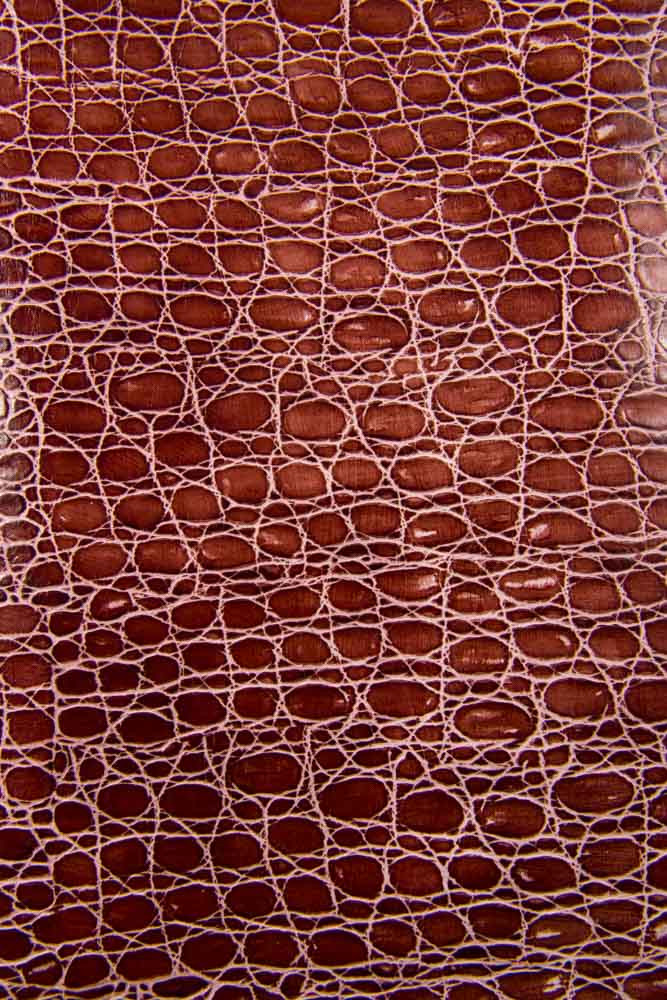 Burgundy red CROCODILE embossed cowhide leather, glossy stiff calfskin ...