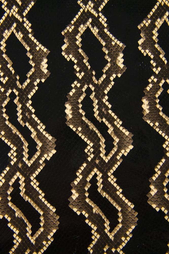 PYTHON textured glossy leather hide, black brown beige reptile printed ...