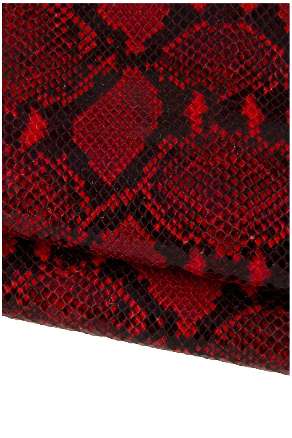 Red PYTHON printed leather skin, glossy reptile textured goatskin ...